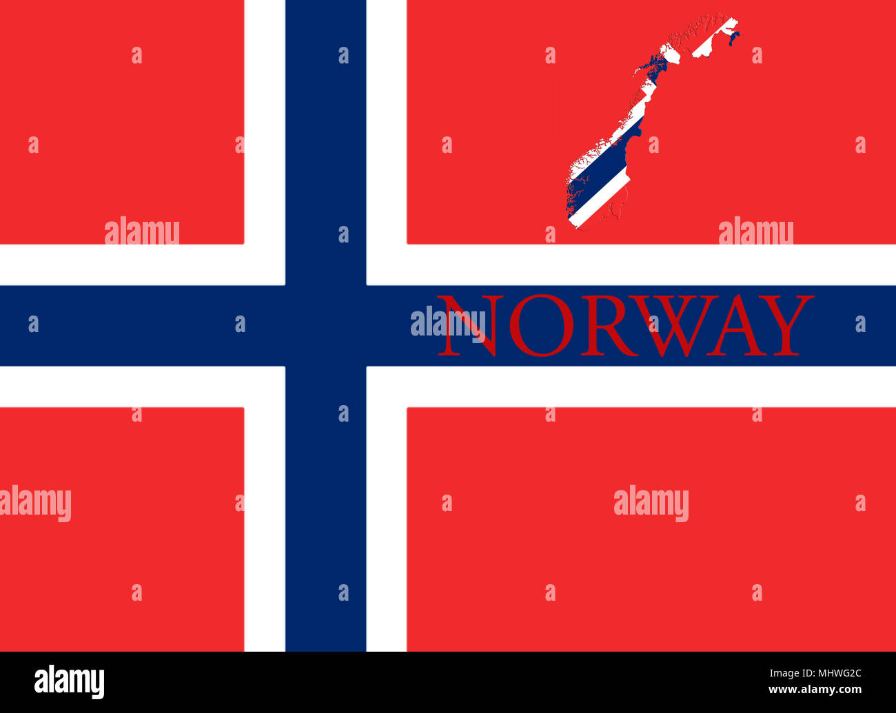 Flag of Norway. Blue Scandinavian Cross Over the Dannebrog With ...