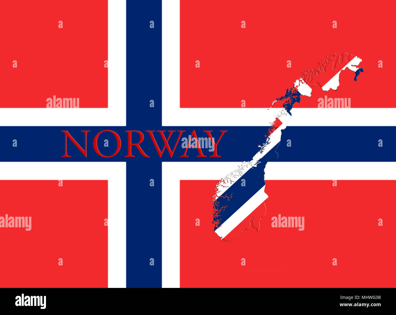 Flag of Norway. Blue Scandinavian Cross Over the Dannebrog With ...