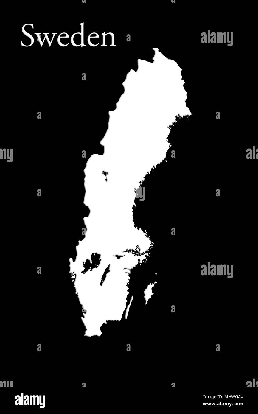 Swedish Map Isolated On Black Background 3d Illustration Stock Photo ...
