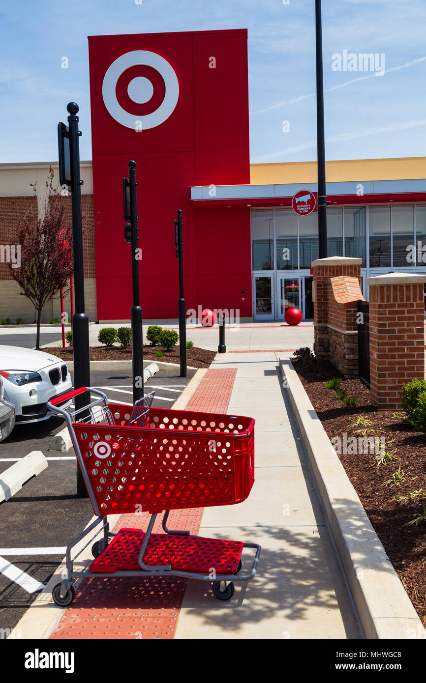 Lancaster, PA, USA - May 2, 2018: A shopping cart in the front of the ...