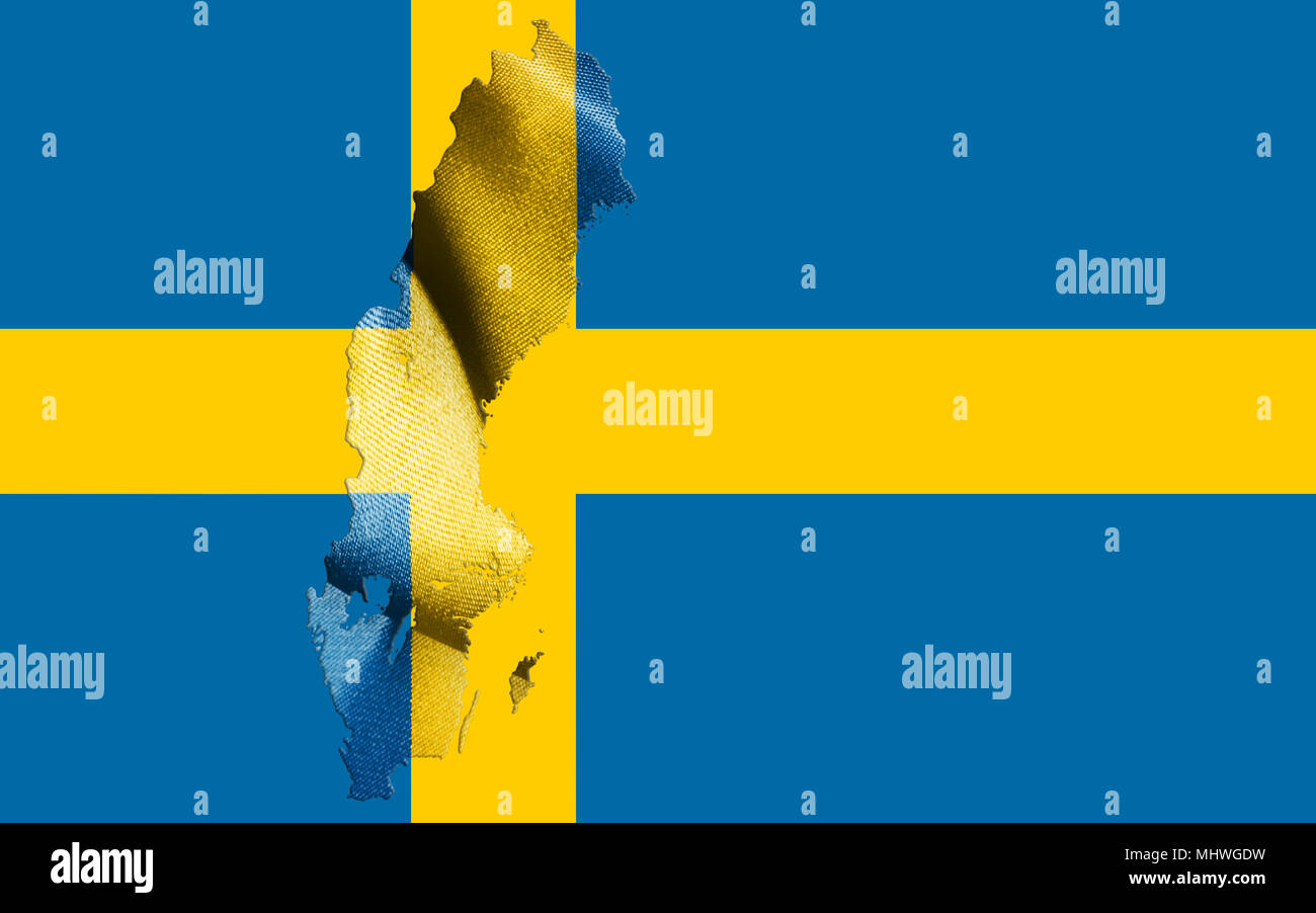 Sweden National Flag and Map Illustration Stock Photo - Alamy