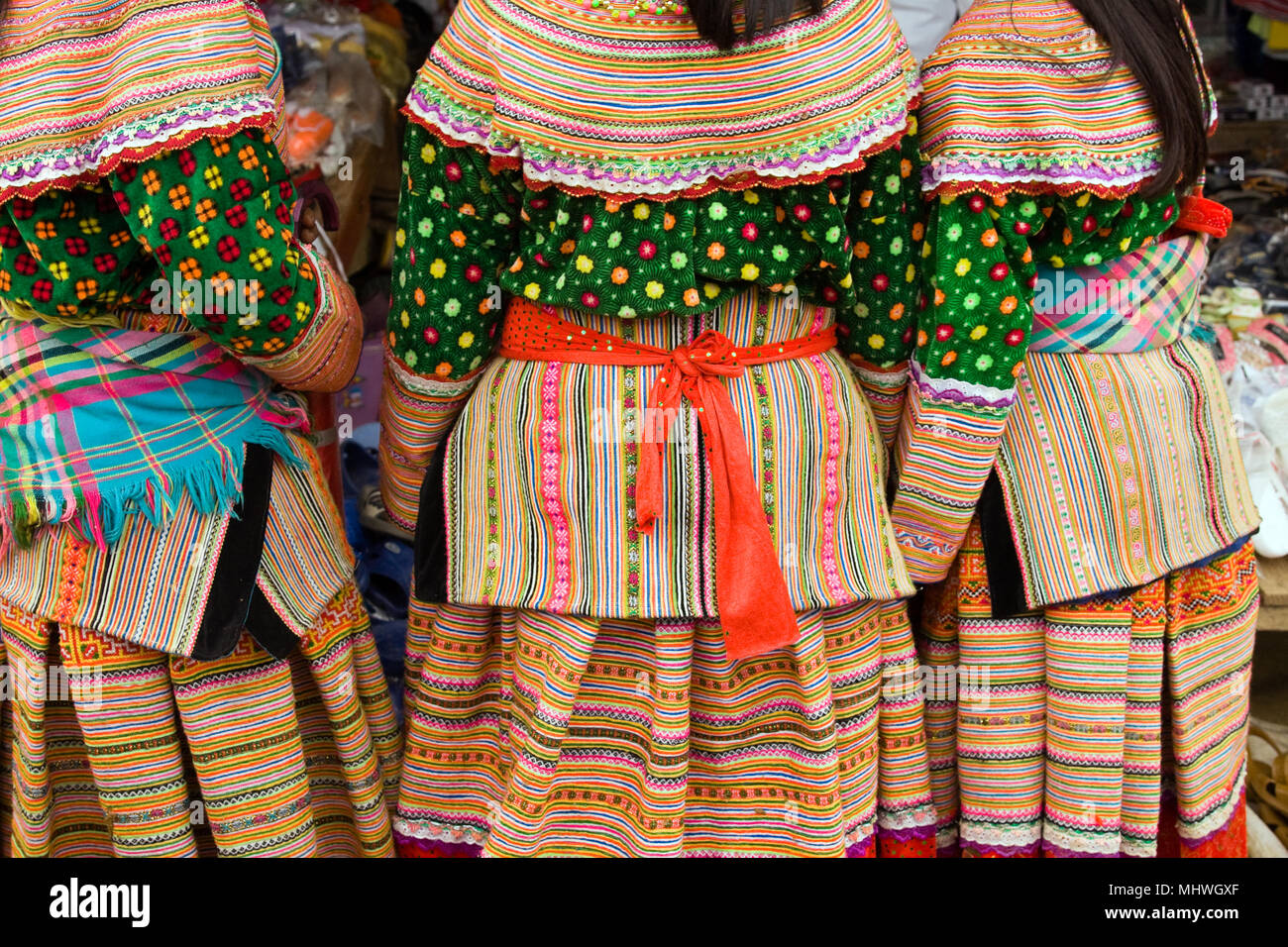 Bac Ha, Vietnam; Flower Hmong women at the Sunday market Stock Photo ...