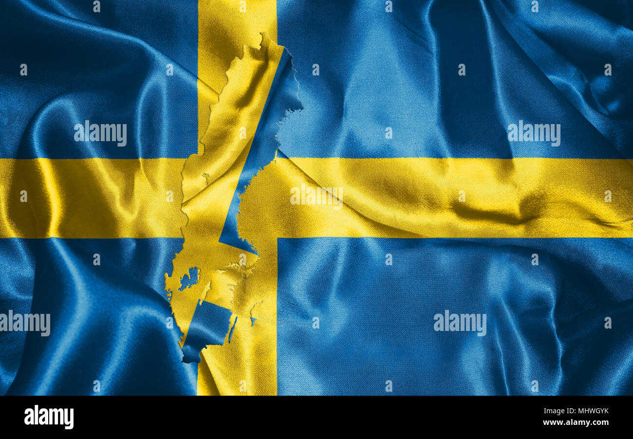Sweden National Flag and Map Illustration Stock Photo - Alamy