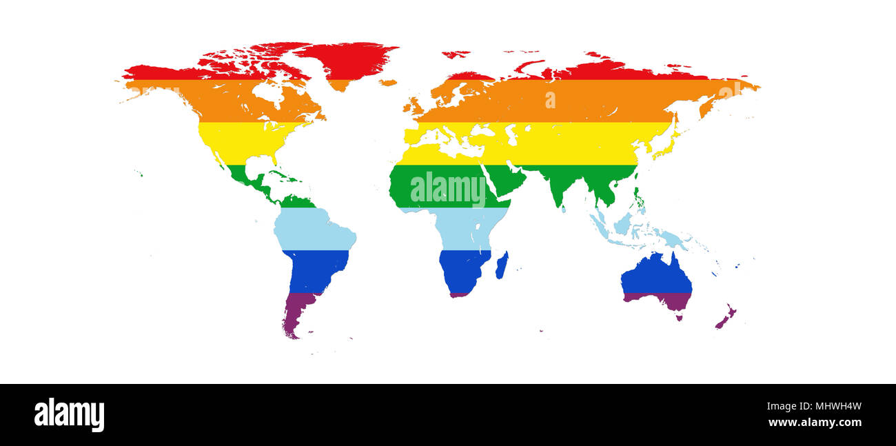 World Map in Peace Colors Isolated on White Background 3D illustration ...