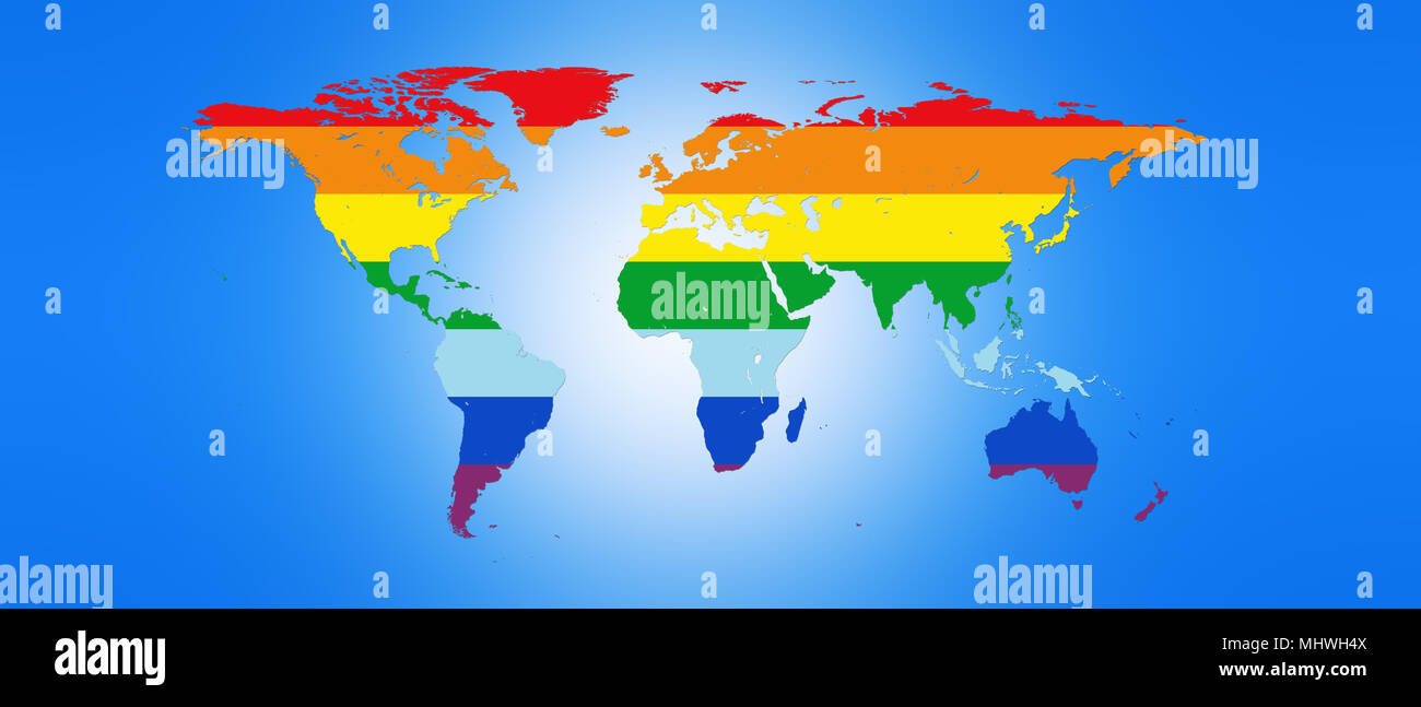World Map in Peace Colors 3D illustration Stock Photo - Alamy