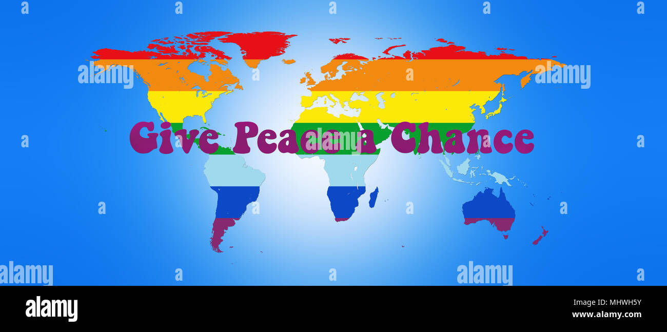 World Map in Peace Colors 3D illustration Stock Photo - Alamy