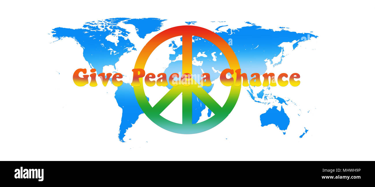 World Map Peace Colors With Text Isolated on White Background 3D ...