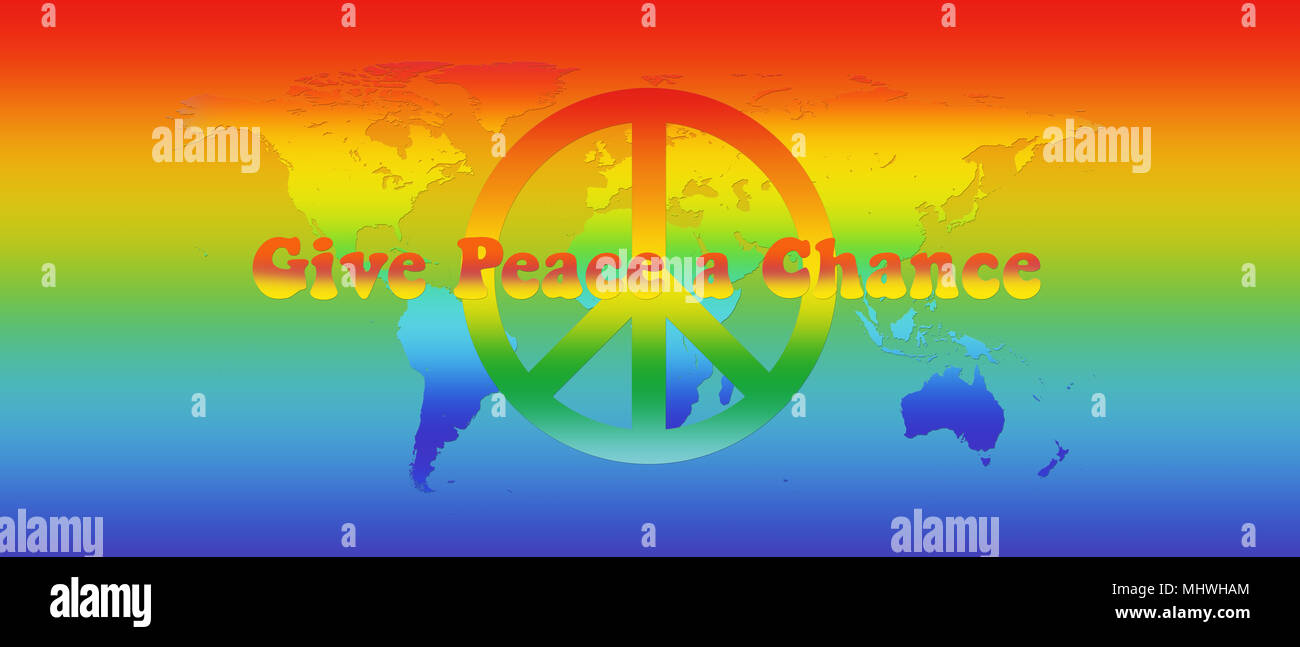 World Map in Peace Colors 3D illustration Stock Photo - Alamy