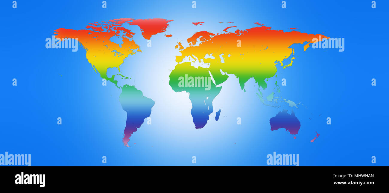 World Map in Peace Colors 3D illustration Stock Photo - Alamy