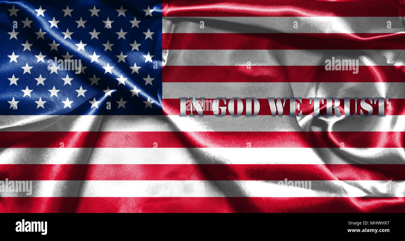 United States of America Flag With Text 3D illustration Stock Photo - Alamy