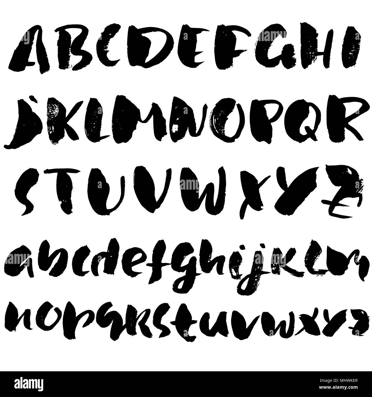 Grunge distress font. Modern dry brush ink letters. Handwritten ...