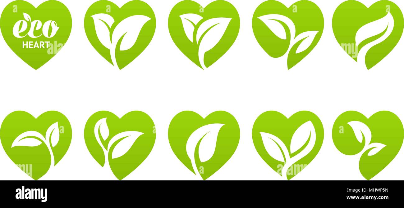 Icon set. Eco heart Stock Vector Image & Art - Alamy