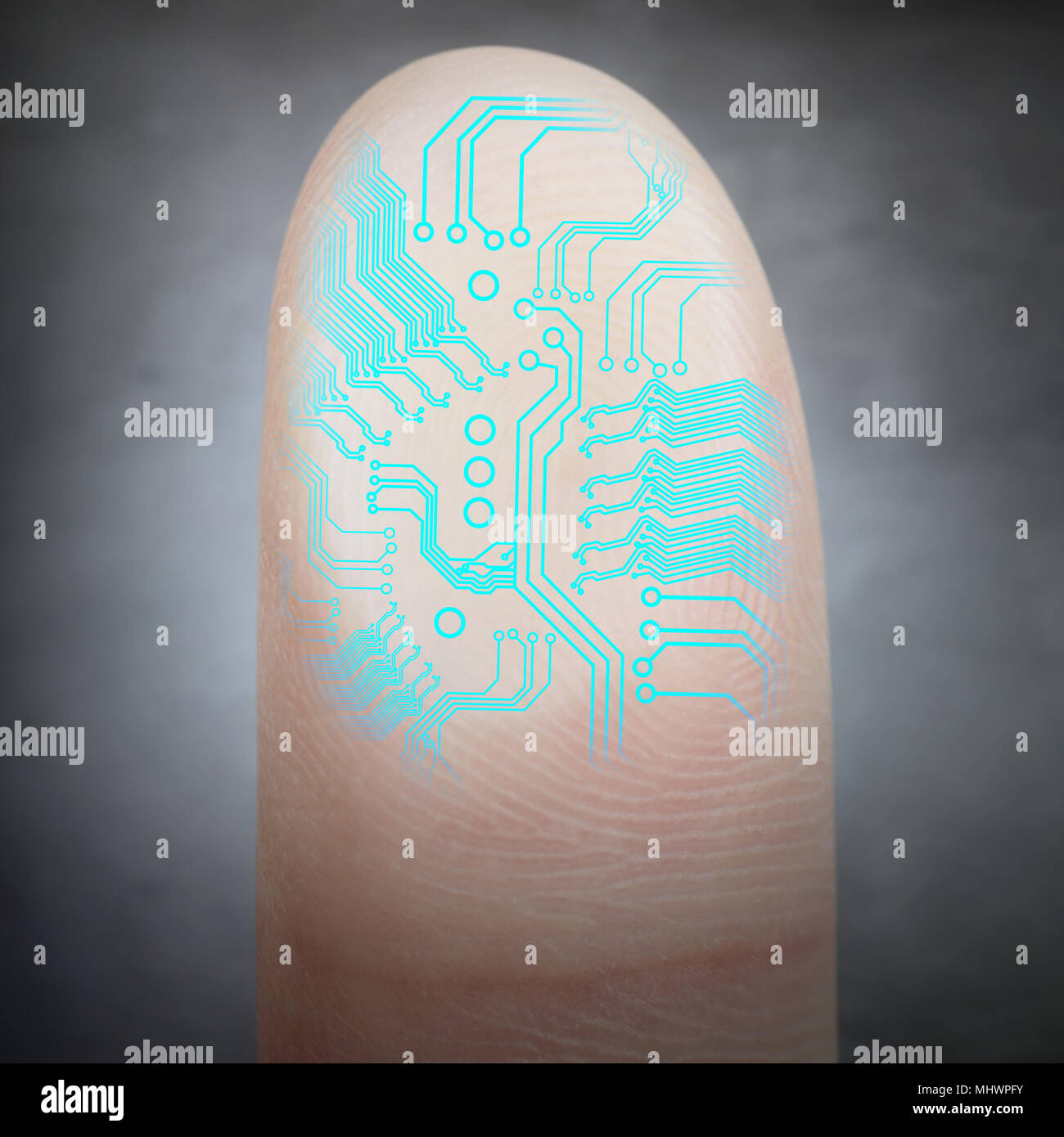 Finger pressing on virtual button with dactyloscopy scanner Stock Photo ...