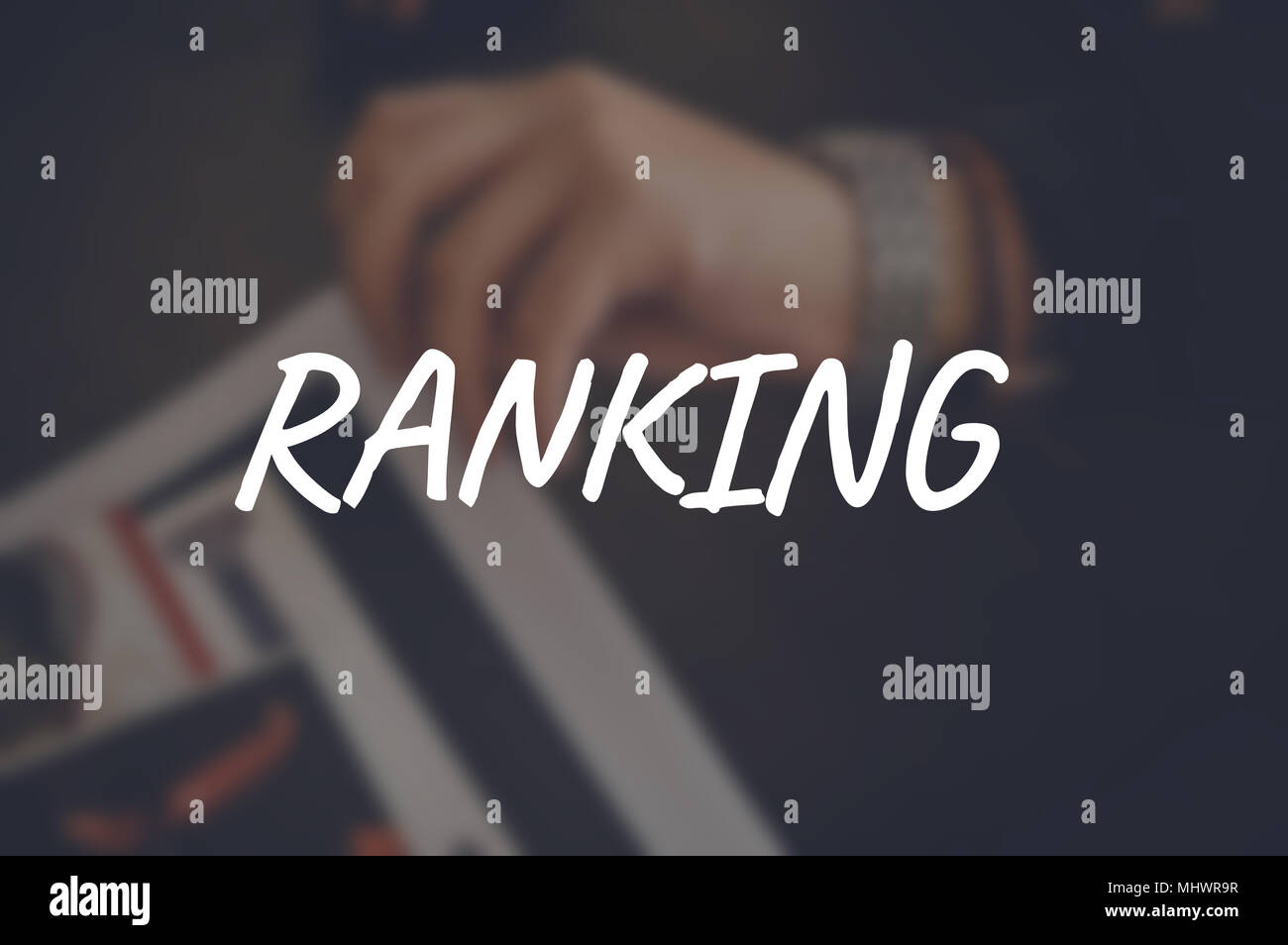 Ranking word with blurring business background Stock Photo - Alamy