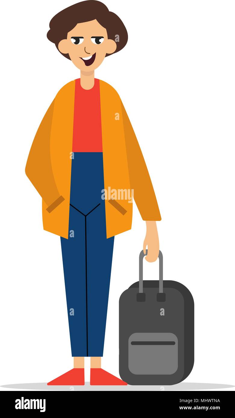Young traveler man suitcase Stock Vector Images - Alamy