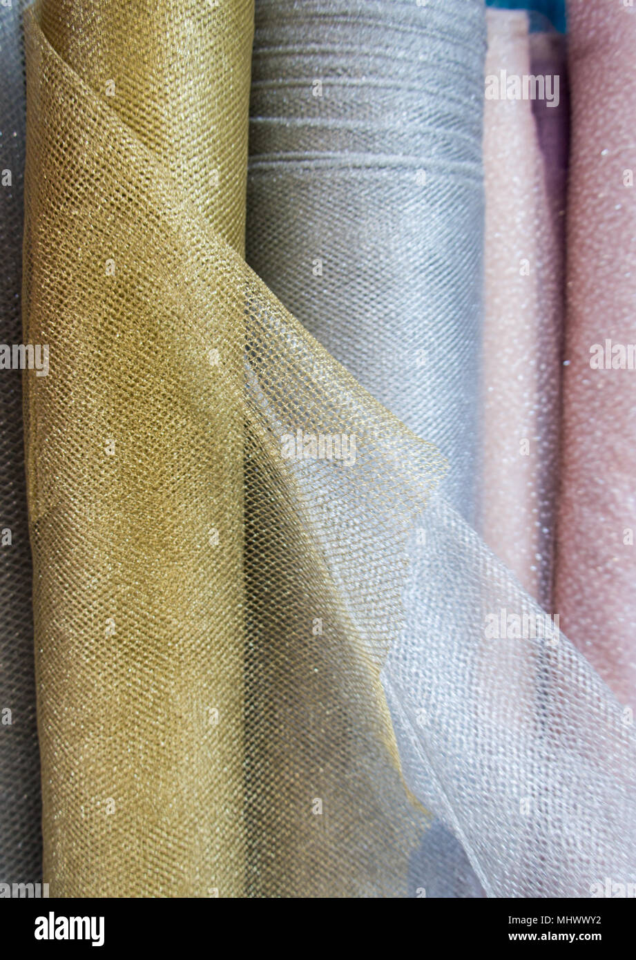 Examples of colorful fabric of various color and type Stock Photo - Alamy