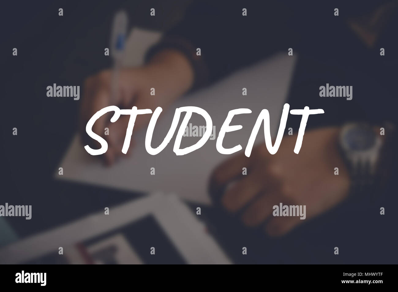 Student word with blurring business background Stock Photo - Alamy
