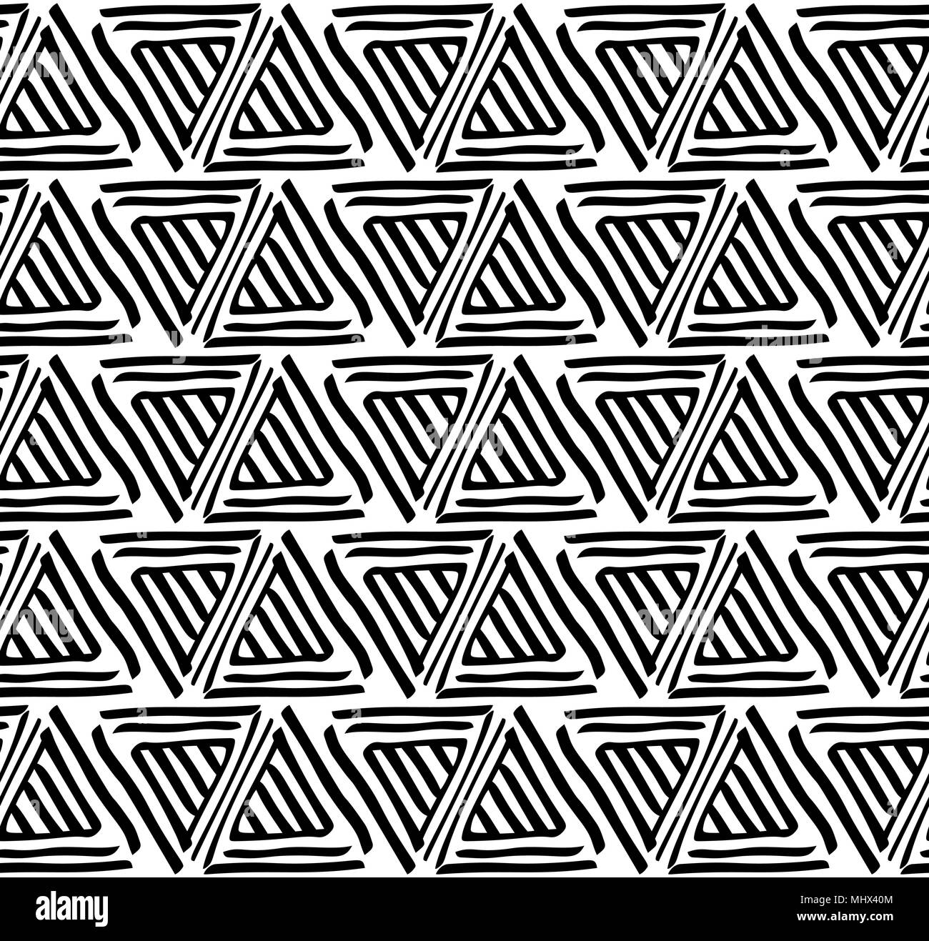Seamless pattern with hand drawn triangle shape pattern. Abstract ...