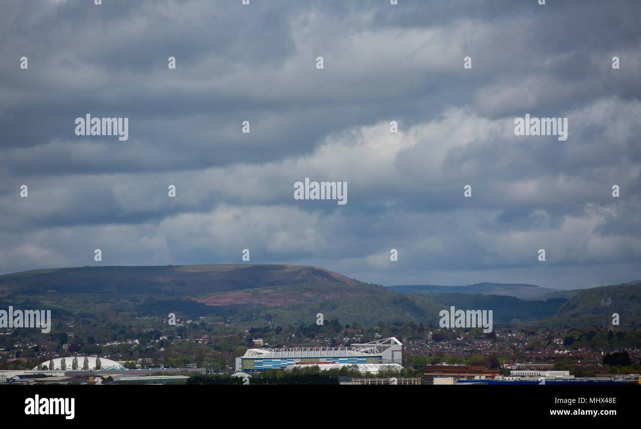 Cardiff, Wales, UK. May 2nd 2018. A long view showing Cardiff City ...