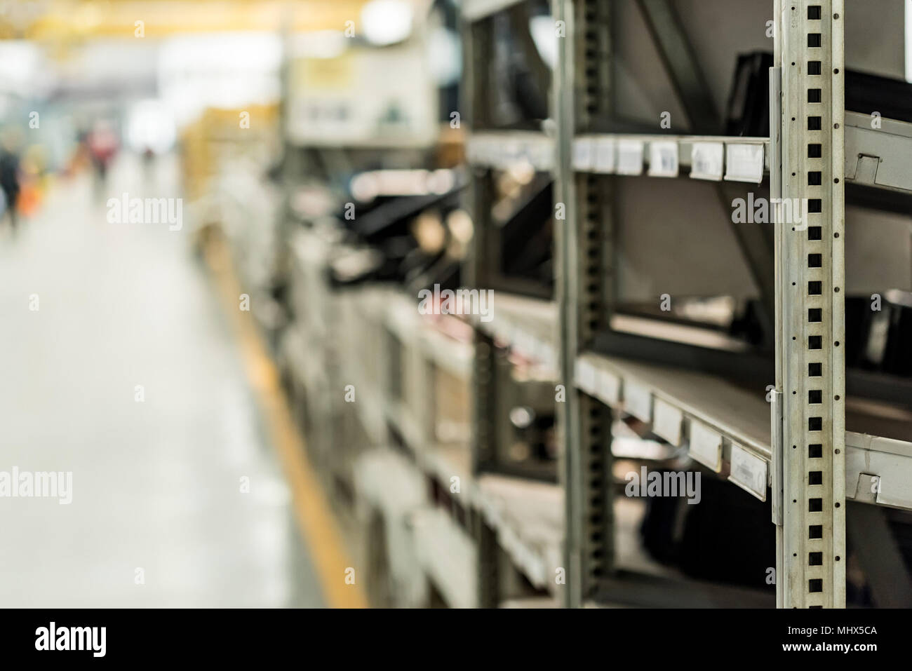 Tiered storage facility at machinery industrial plant. Factory ...