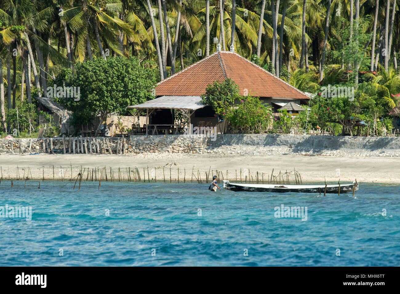 Algae seaweed farm in indonesia view panorama from the sea Stock Photo ...