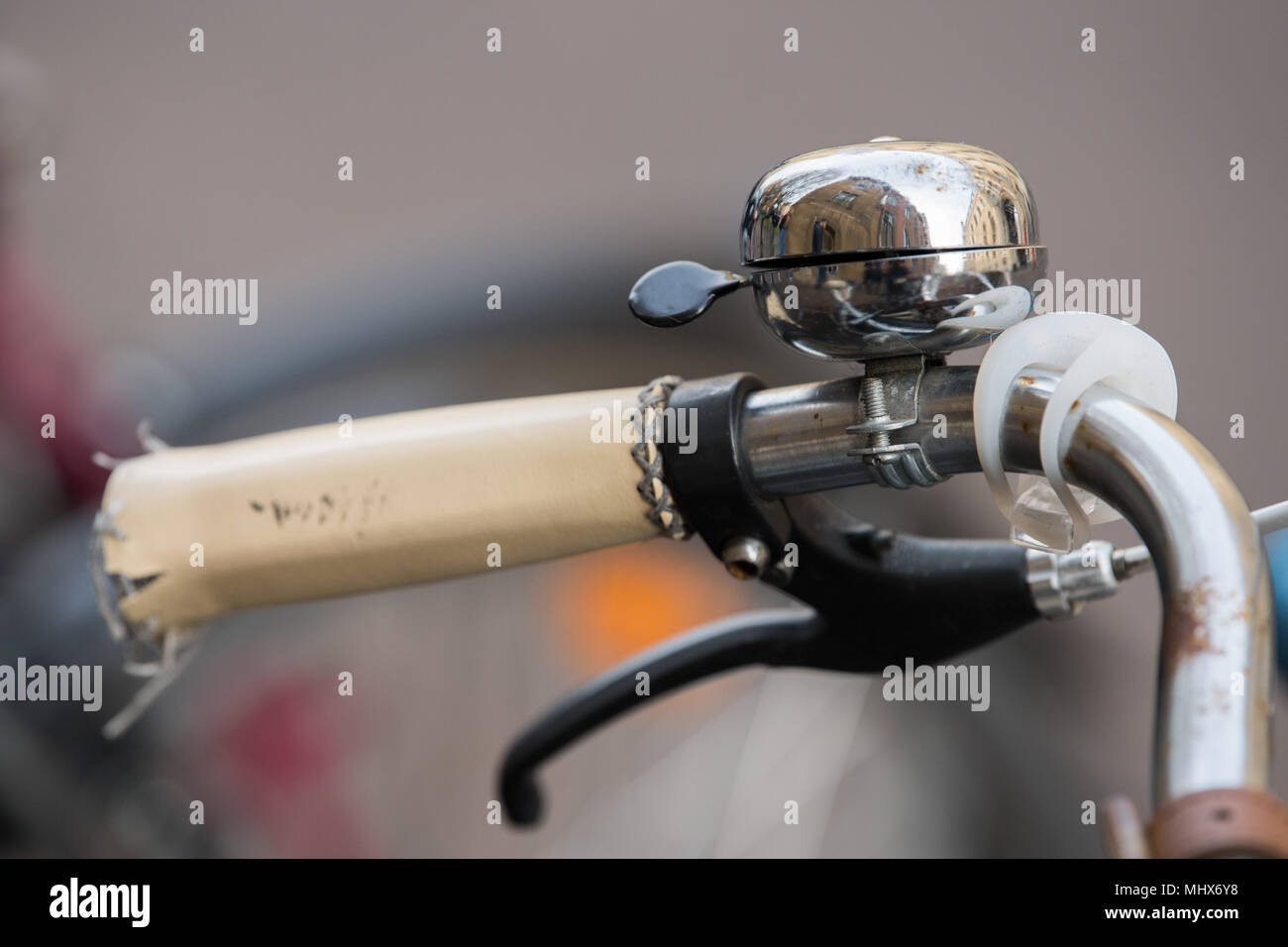 old bicycle bell in cambridge england close up detail Stock Photo - Alamy
