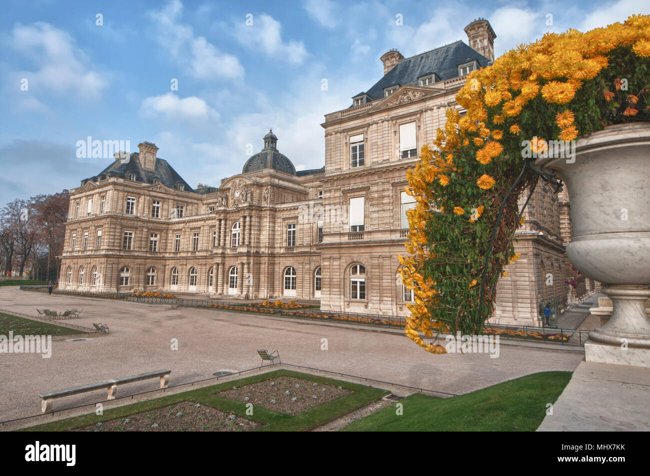 palais du luxembourg in Paris view in sunny cloudy sky background Stock ...