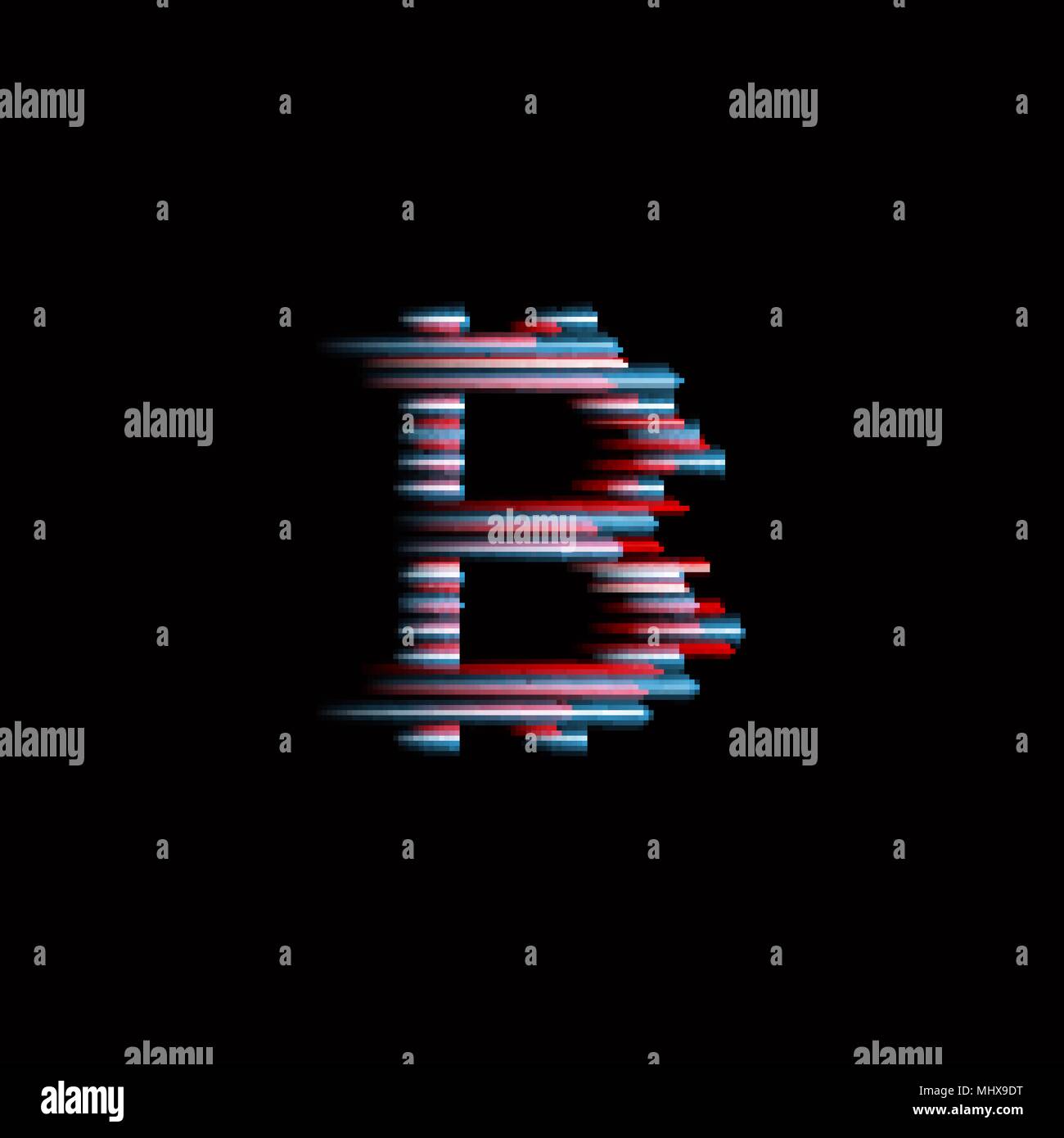 Digital bitcoins symbol with light effect and speed glow lines on black ...