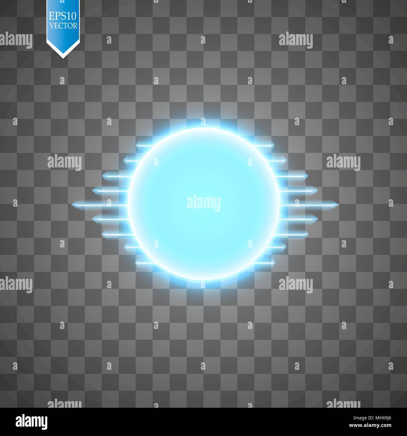 Blue energy ring with speed glow lines on transparent backgraund ...