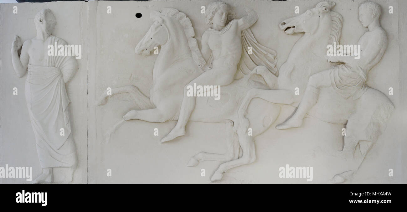 West frieze of Parthenon, Acropolis of Athens. Greece. West frieze ...