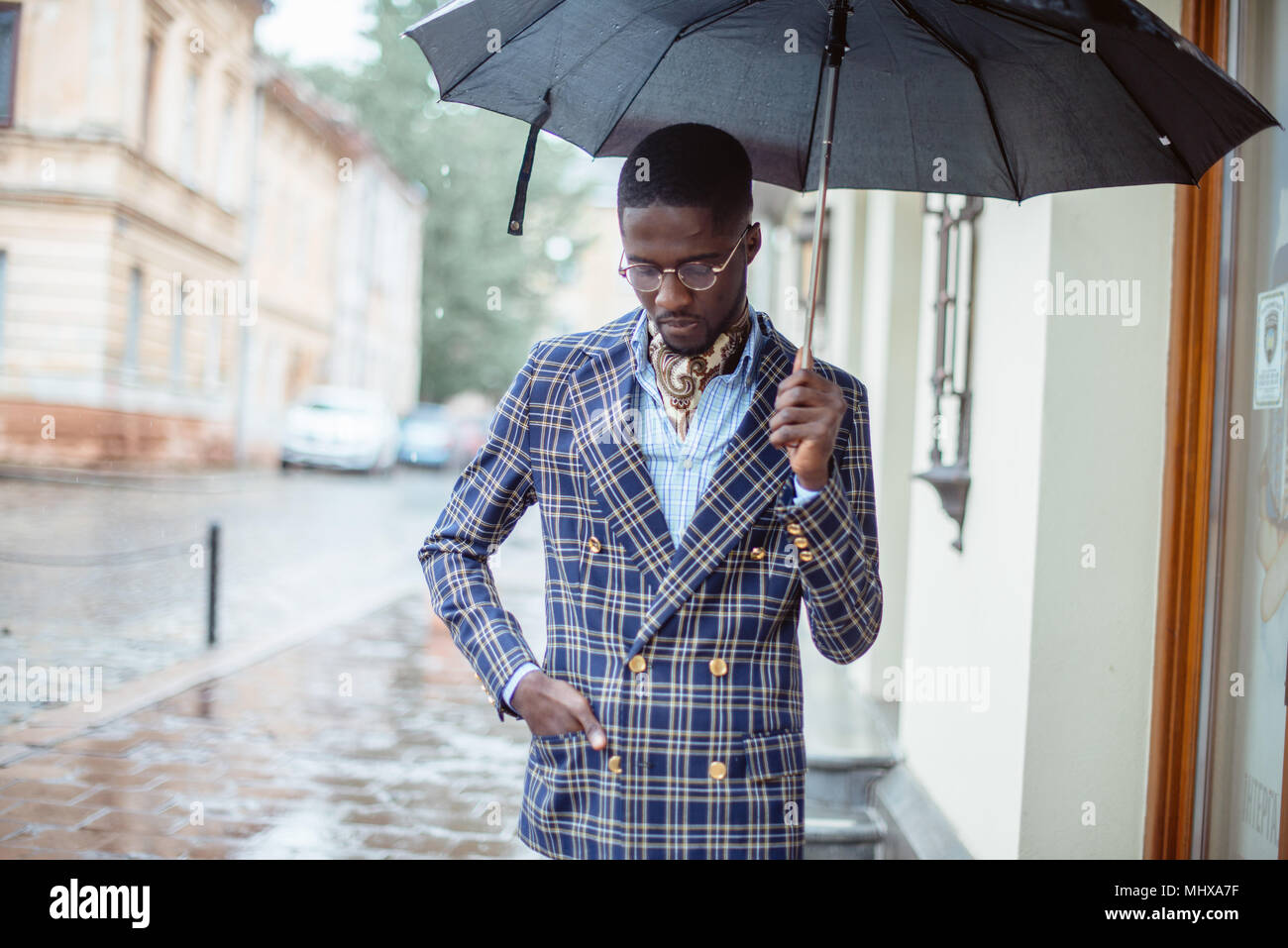 Profile young businessman walking street hi-res stock photography and ...