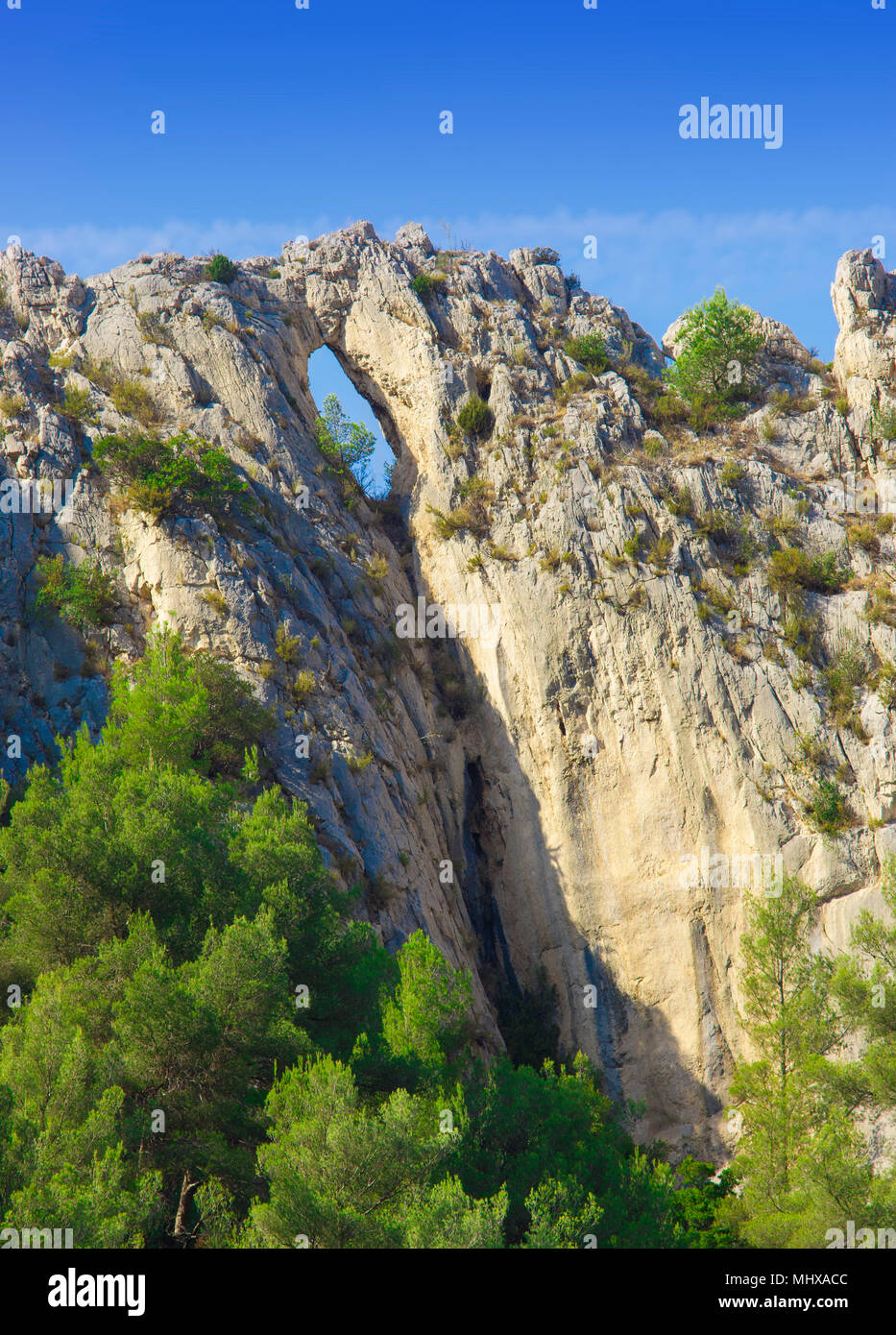 beautiful rocky landscape with hole in the stone. France Stock Photo ...