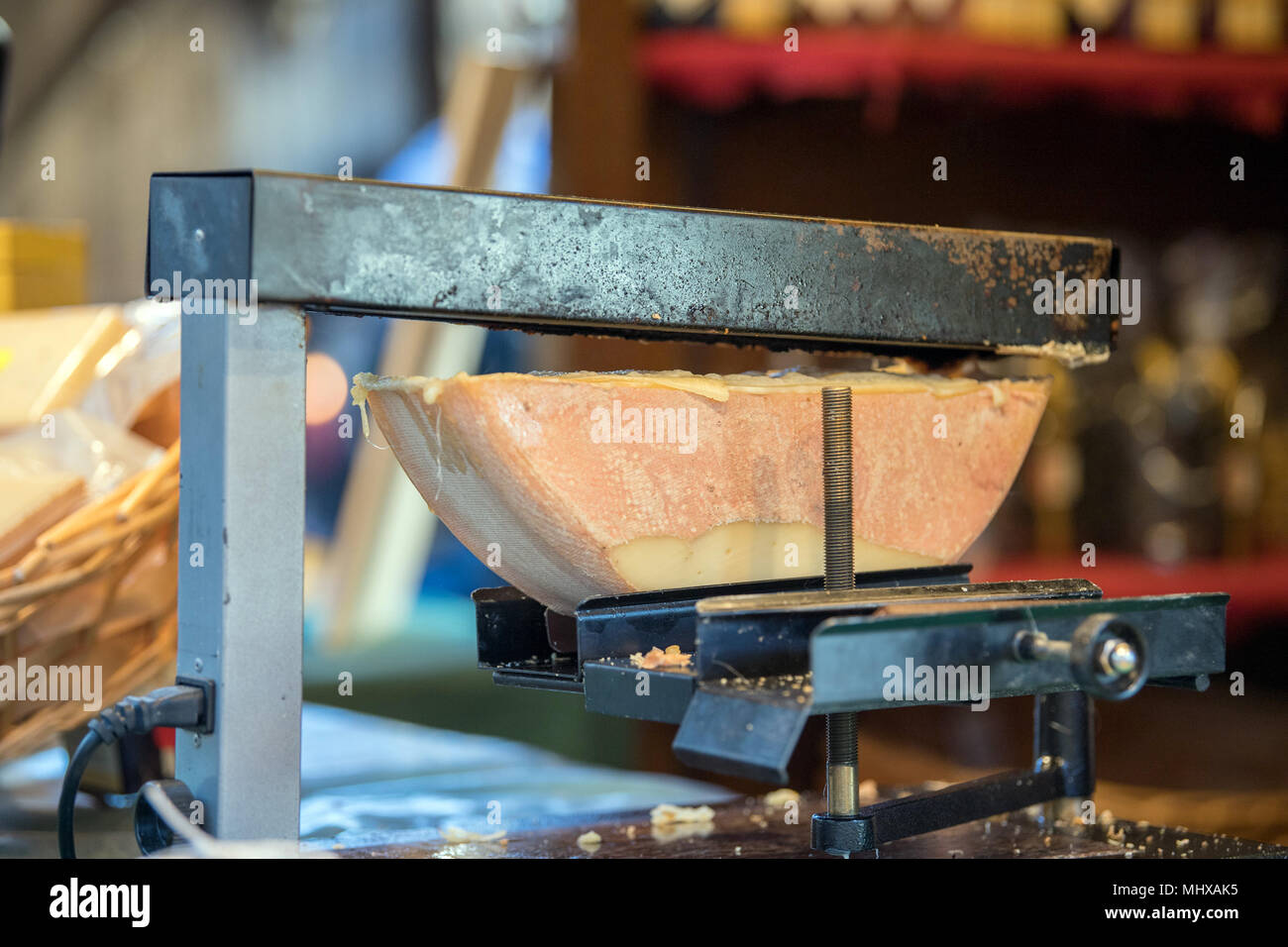 Traditional raclette french cheese detail Stock Photo - Alamy