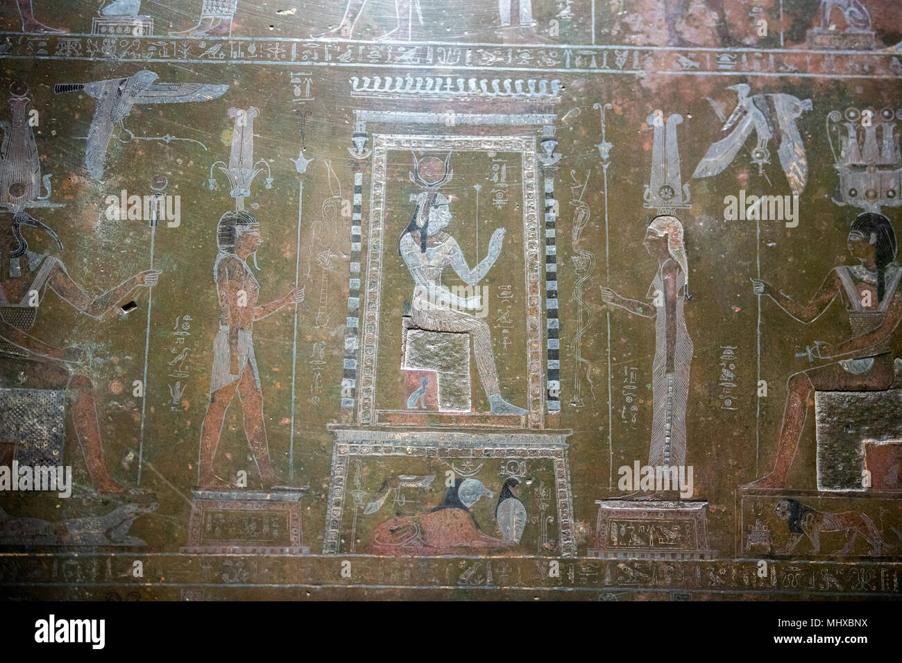 Egyptian paintings on copper in valley of Kings close up detail Stock ...