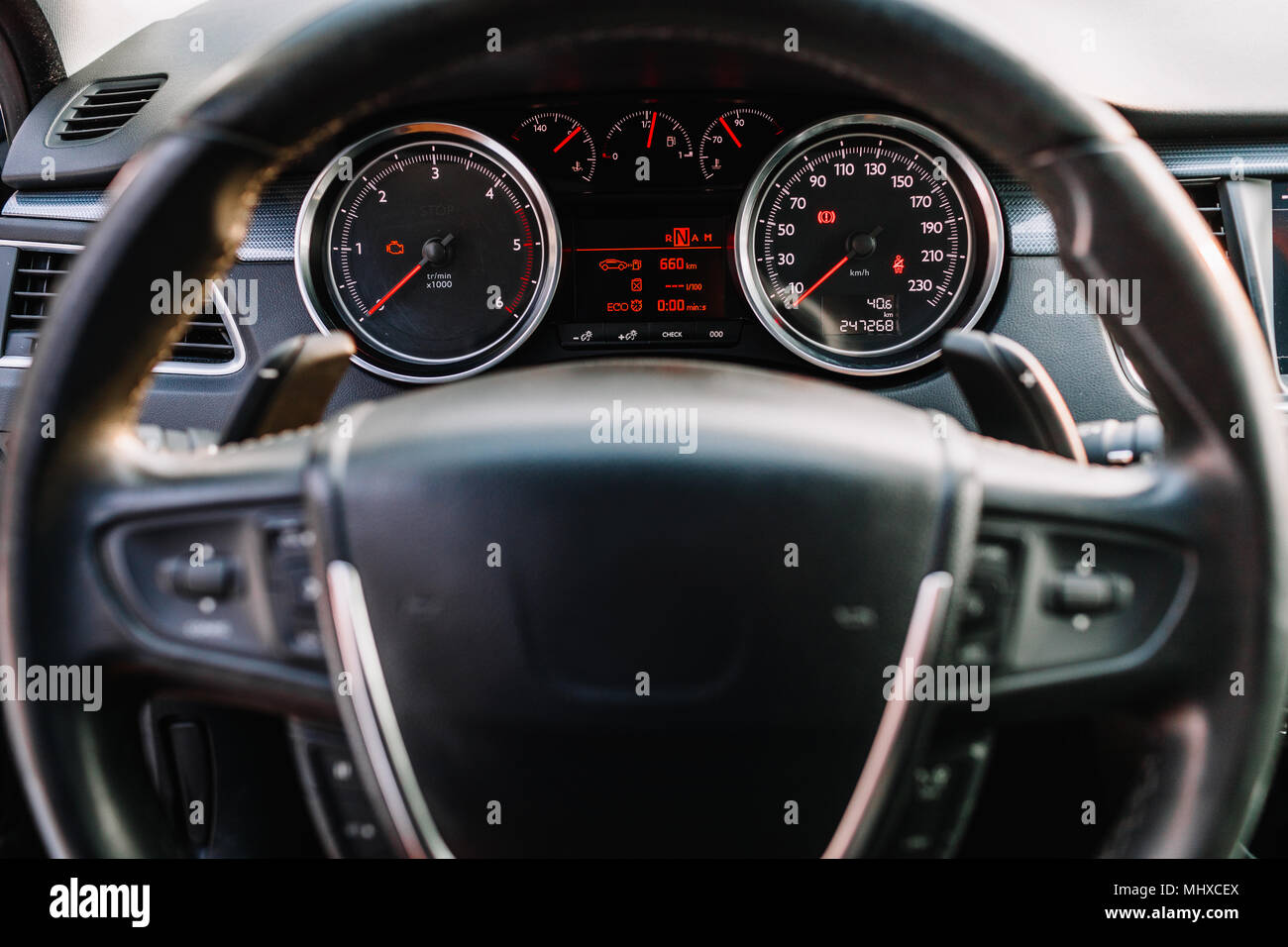 Modern car interior detail Stock Photo - Alamy