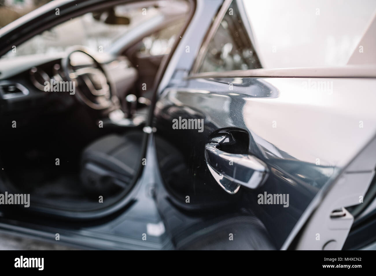 Modern car interior (shallow DOF - selective focus; color toned image ...