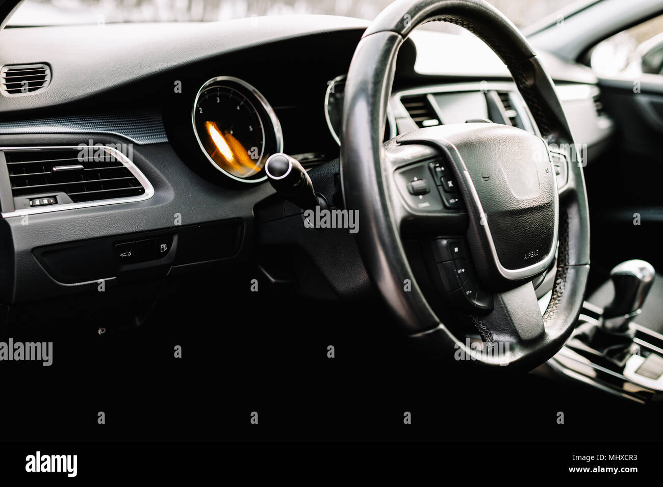 Modern car interior detail Stock Photo - Alamy