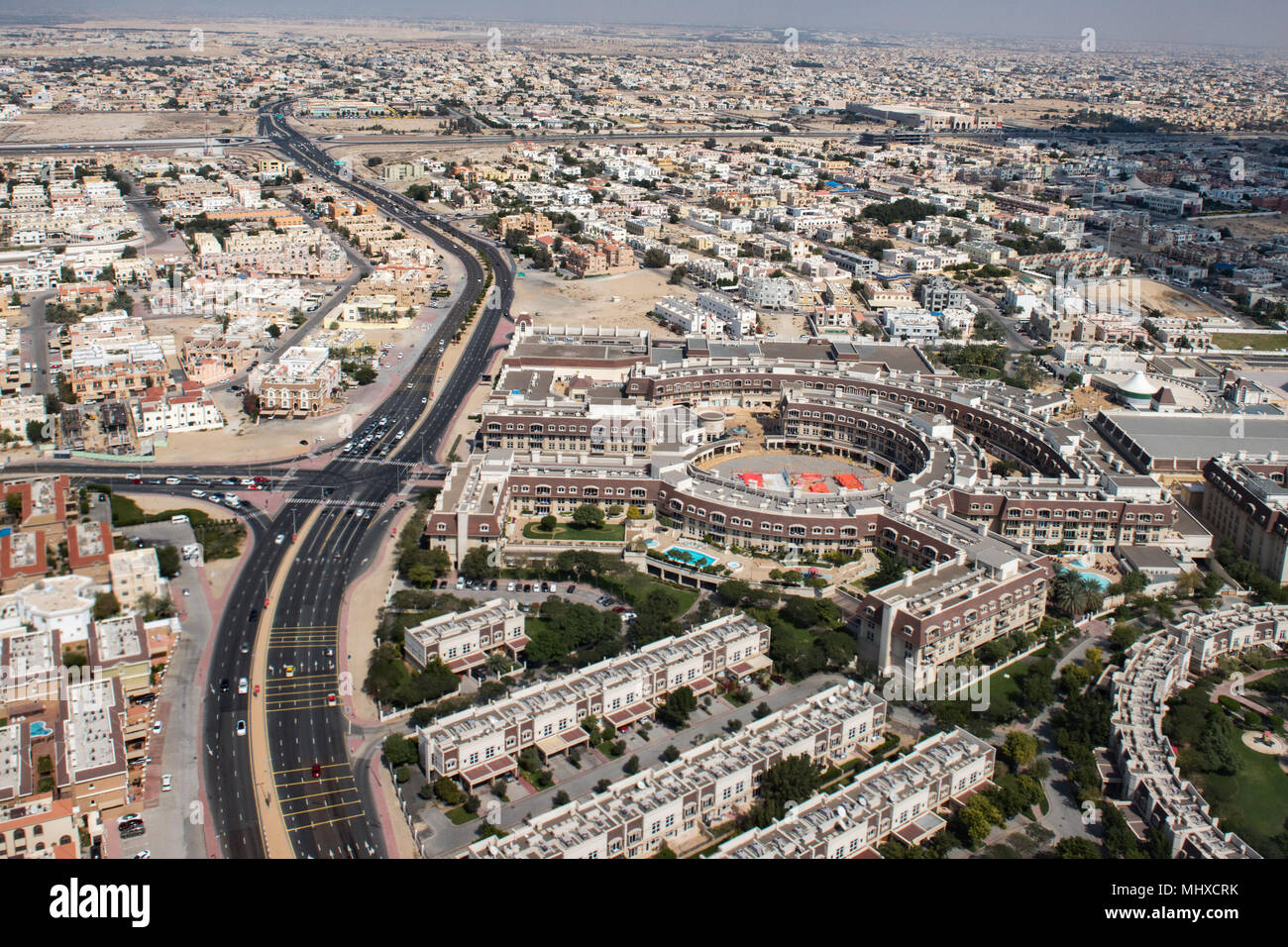 dubai emirates town aerial view landscape Stock Photo - Alamy