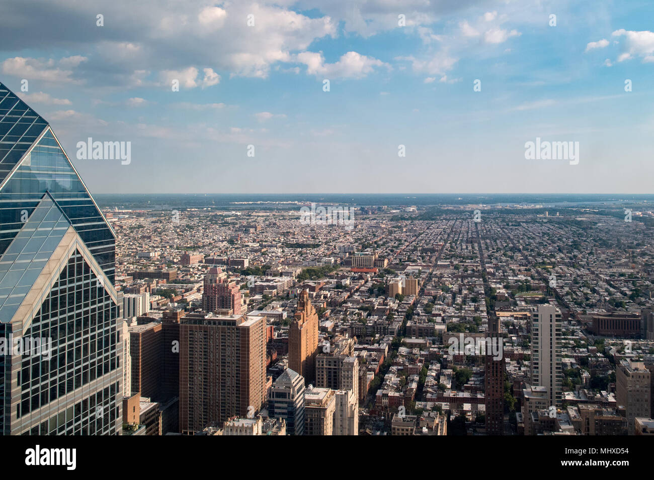 Philadelphia aerial view pano cityscape landscape town Stock Photo - Alamy