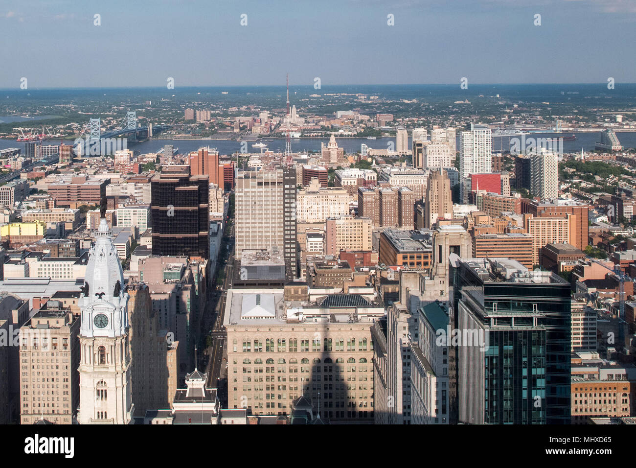 Philadelphia aerial view pano cityscape landscape town Stock Photo - Alamy