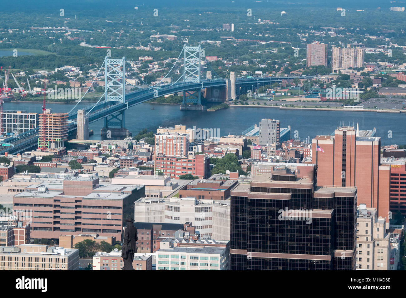 Philadelphia aerial view pano cityscape landscape town Stock Photo - Alamy