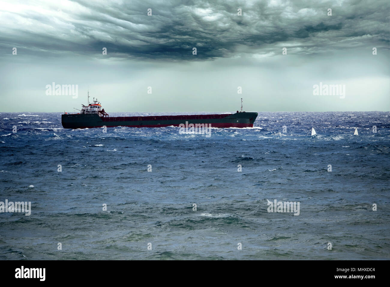 Ship in the tempest huricane cyclone storm Stock Photo - Alamy