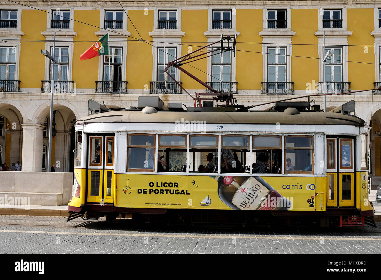 YELLOW TRAM IN LISBON OLD TOWN CENTER Stock Photo - Alamy