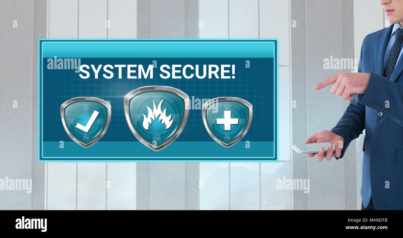 Antivirus security protection shields with system secure text Stock ...