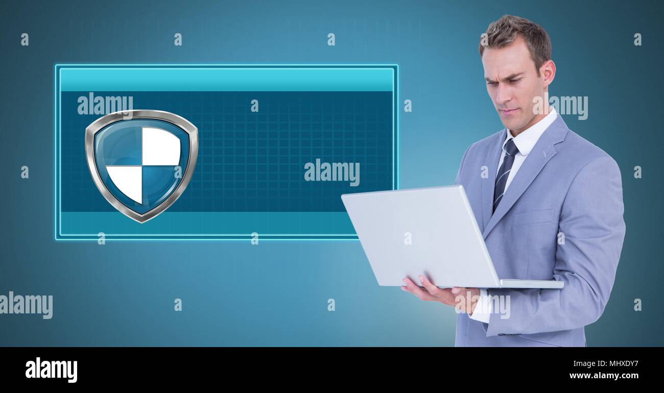 Young man holding shield hi-res stock photography and images - Alamy