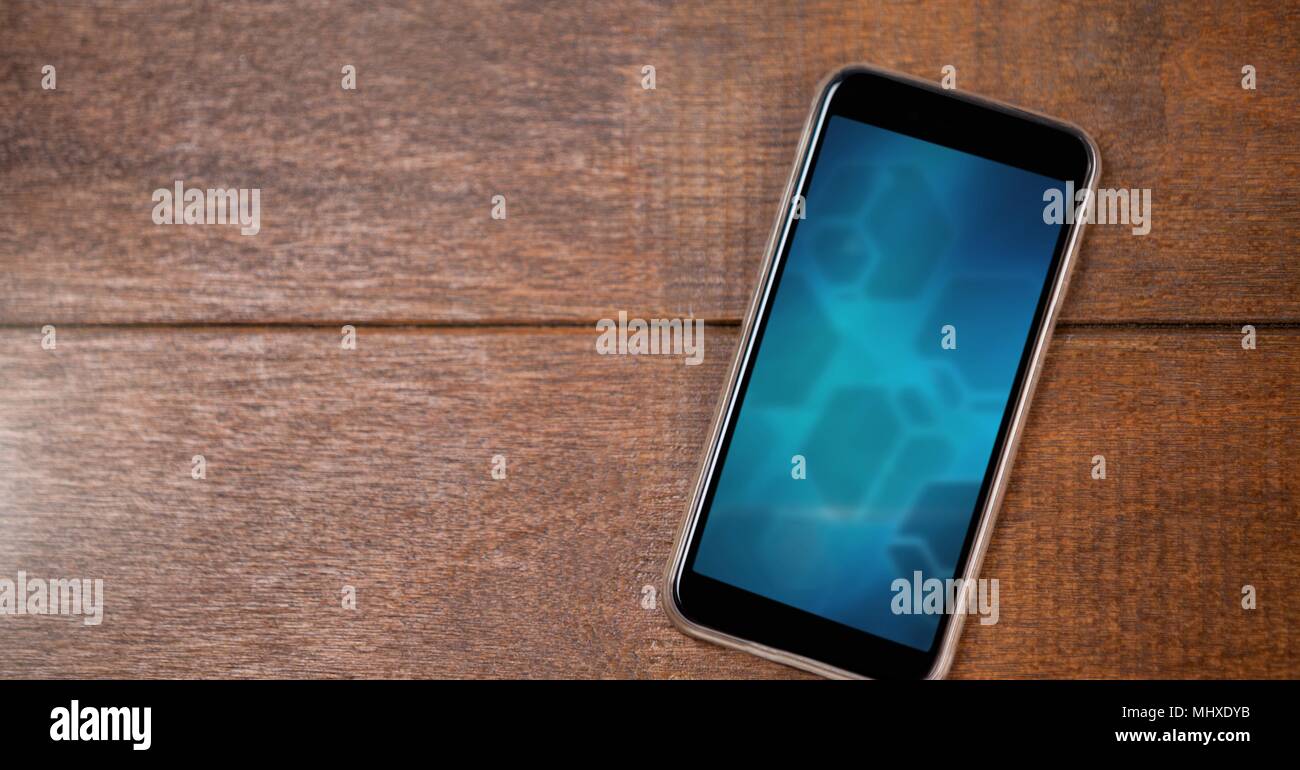 blue gradient phone on wood Stock Photo - Alamy