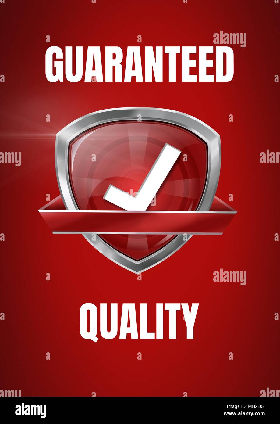Guaranteed quality icon with correct tick Stock Photo - Alamy