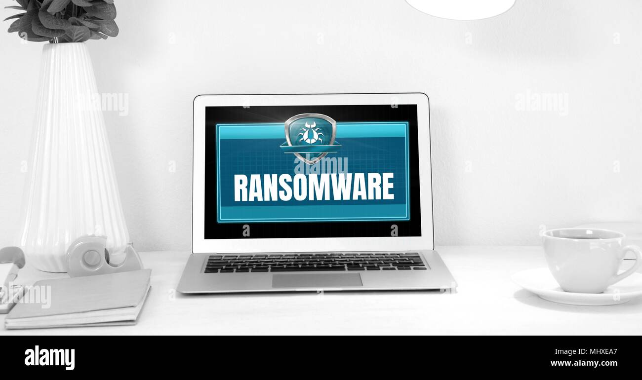 Ransomware security protection shield on laptop Stock Photo - Alamy