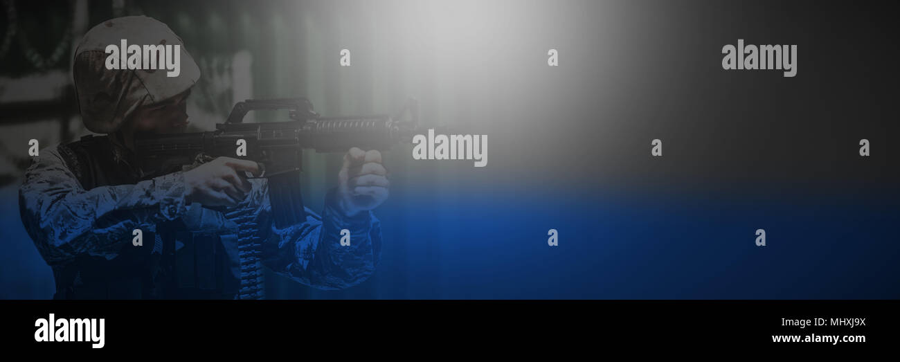 Military soldier aiming with rifle Stock Photo - Alamy