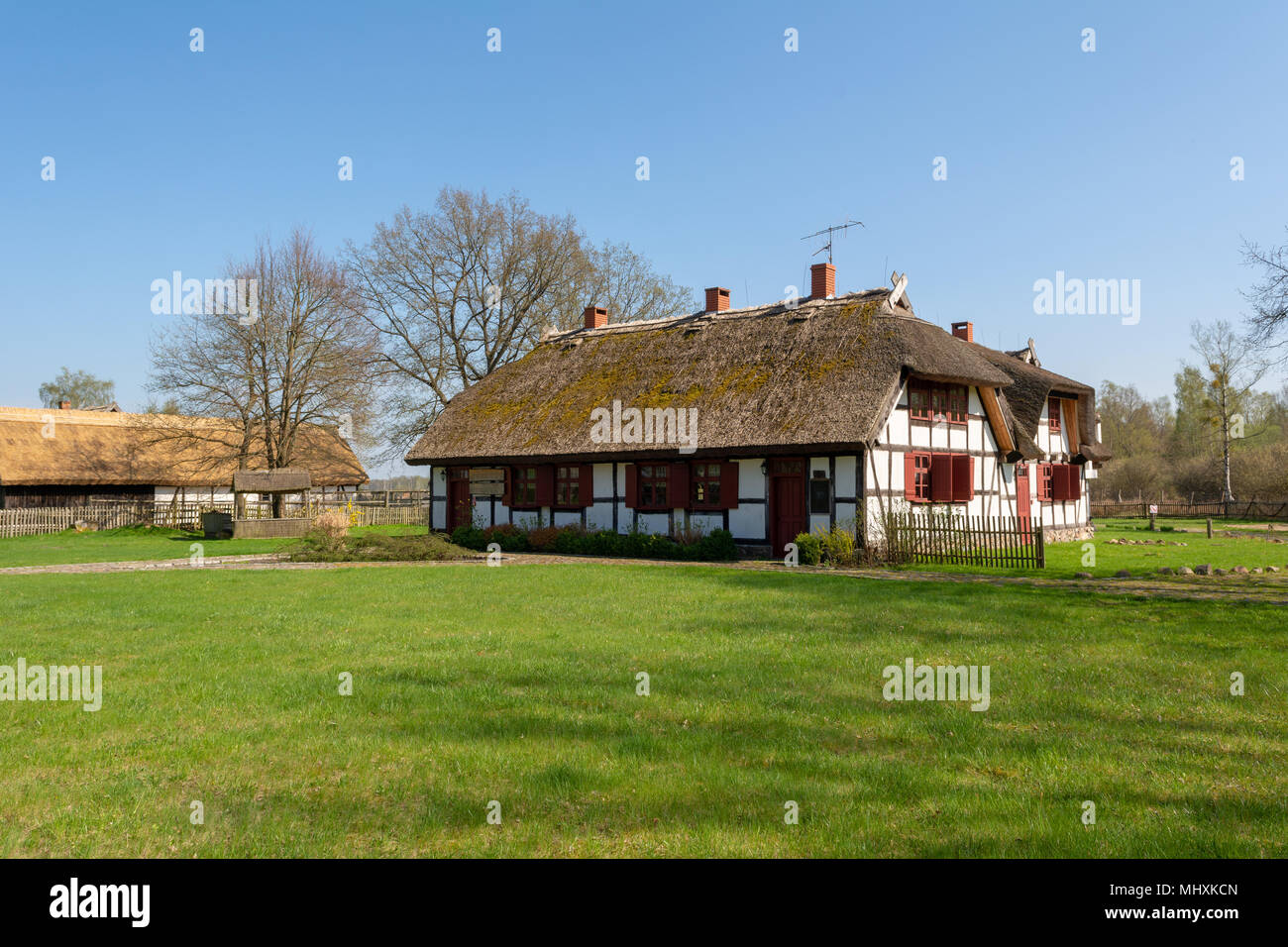 Beautiful traditional architecture of the Kluki village in Slowinski ...